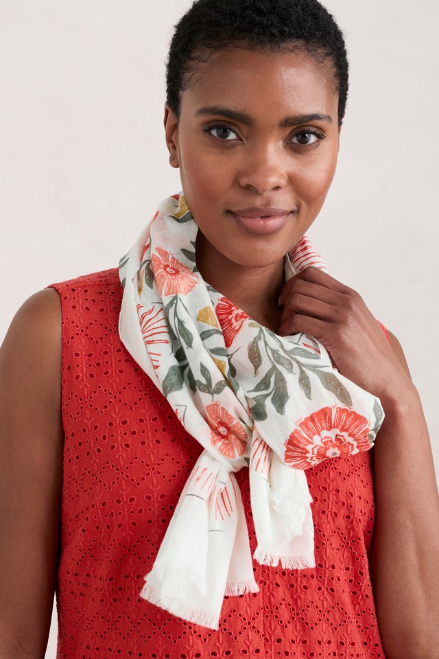 Seasalt Women's New Everyday Scarf Meadow Border Chalk | eBay UK