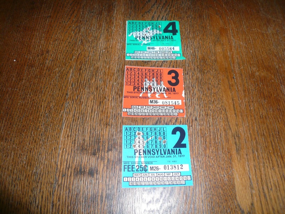 1977 Pennsylvania Inspection Sticker Pa Penna - Motorcycle #2, 3, 4 ...