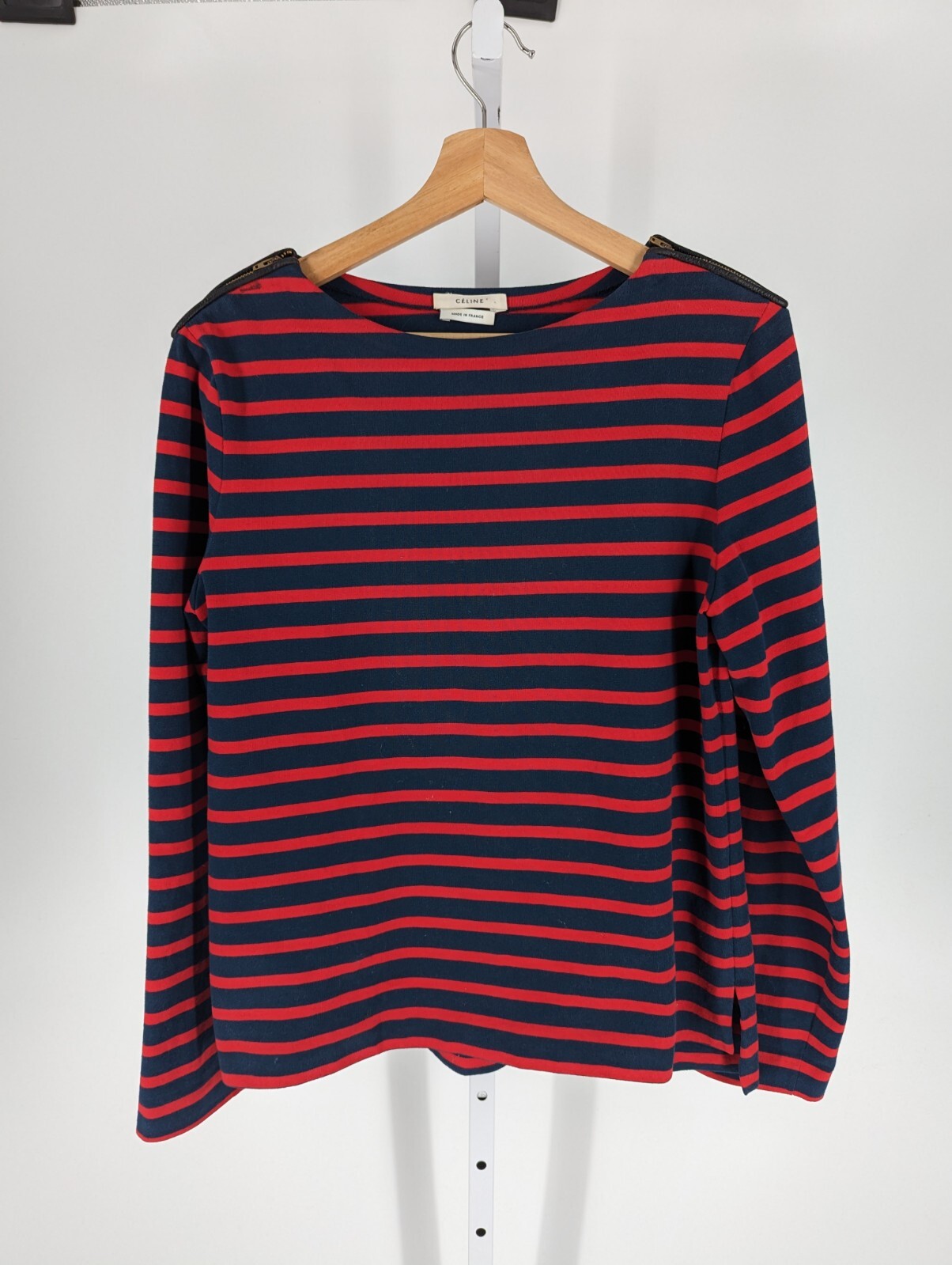 Celine Phoebe Philo Red Blue Breton LS Stripe Shirt Z… - Gem