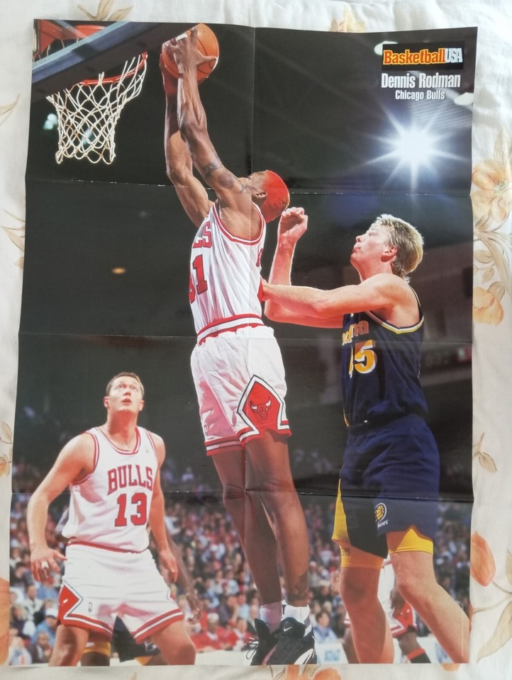 NBA Basketball Poster Hakeem Olajuwon Houston Rockets Dennis Rodman ...