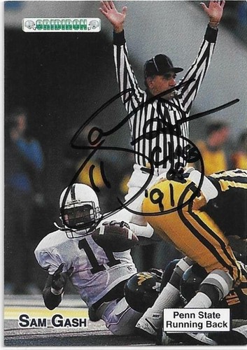 SAM GASH Autographed Signed 1992 Football card PSU Penn State Nittany ...