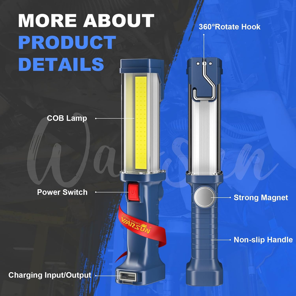 WARSUN LED Work Light Rechargeable, Portable Mechanic Trouble Light ...
