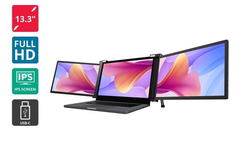 Kogan XPRESSO 13.3" Full HD Pro Dual Screen Tri-Fold Portable Monitor ...