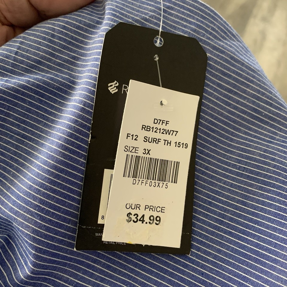 Rocawear Shirt Mens 3XB Button Up Short Sleeve Blue Pinstripe Y2K Retro ...