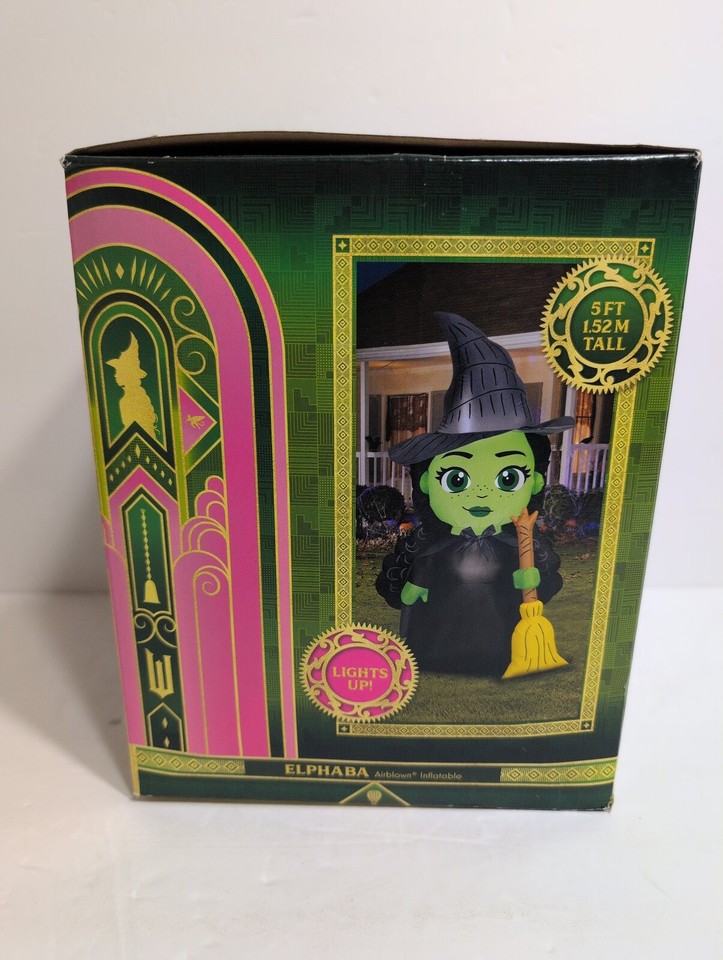 Wicked Elphaba 5’ Airblown Inflatable Halloween Witch Wizard Of Oz ...