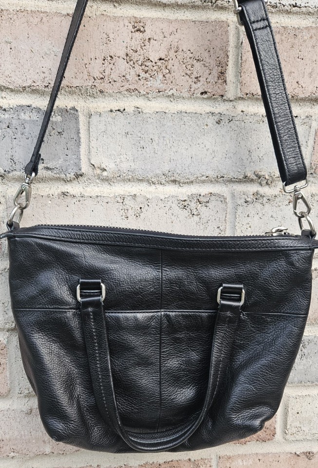 Fossil Dawson Black Motorcycle Satchel Crossbody Shoulder Hand Bag ...
