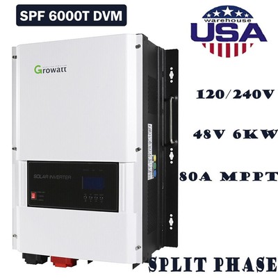 48V 6KW Growatt Solar Inverter 240V Split Phase 80A MPPT WIFI Module | eBay