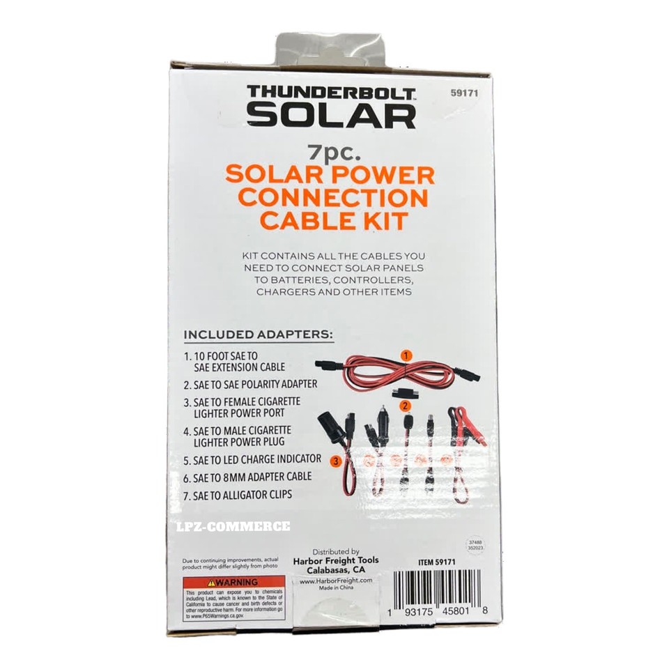THUNDERBOLT MAGNUM 6PC SOLAR PANEL POWER CONNECTION CABLE KIT 12 VOLT ...