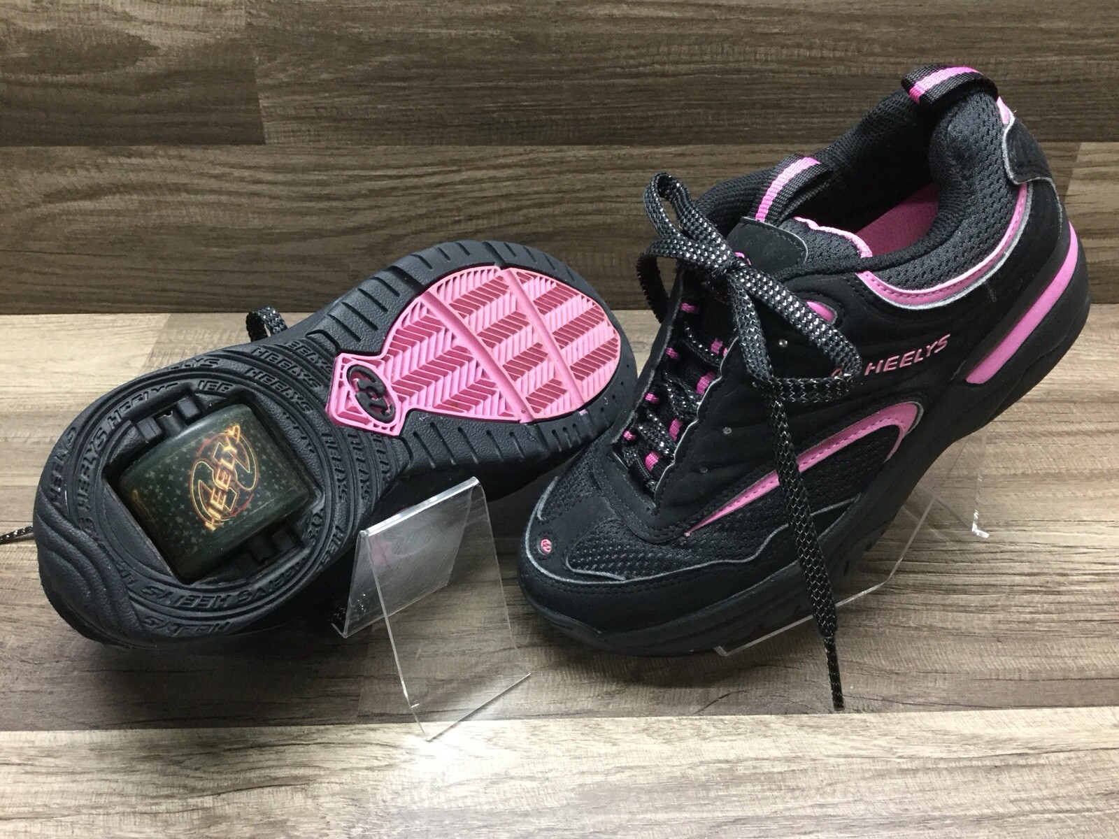 HEELYS Skate Sneakers Youth Size 4, Women 4, Black & Pink Style 9119 ...