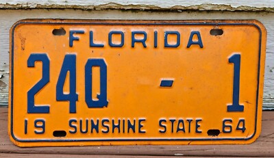 Vintage 1964 Florida License Plate ANTIQUE CAR #1 ** ST. LUCIE COUNTY ...