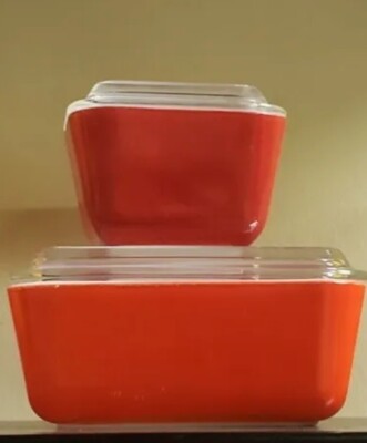 2 VINTAGE PYREX RED REFRIGERATOR DISHES AND LIDS #501 & #502 | eBay