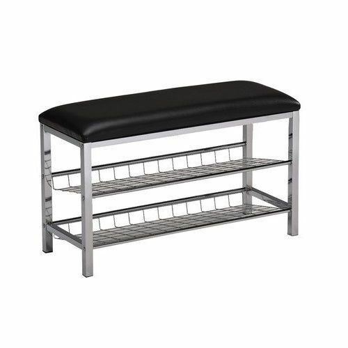 NEW Metal Shoe Bench Entryway Organizer Storage Rack Cushion Black ...