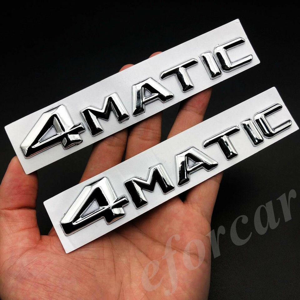 2pcs Metal Chrome 4MATIC Car Trunk Emblem Decal Sticker Badge Biturbo ...