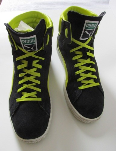 Puma First Round EX High Top Black Suede Green Men's US 9.5M UK 8.5M | eBay