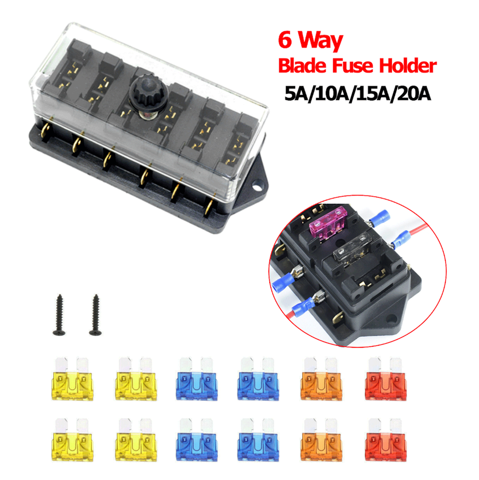 Blade Fuse Box Block Holder 12-24V 6 Way Car Boat Power Distribution ...