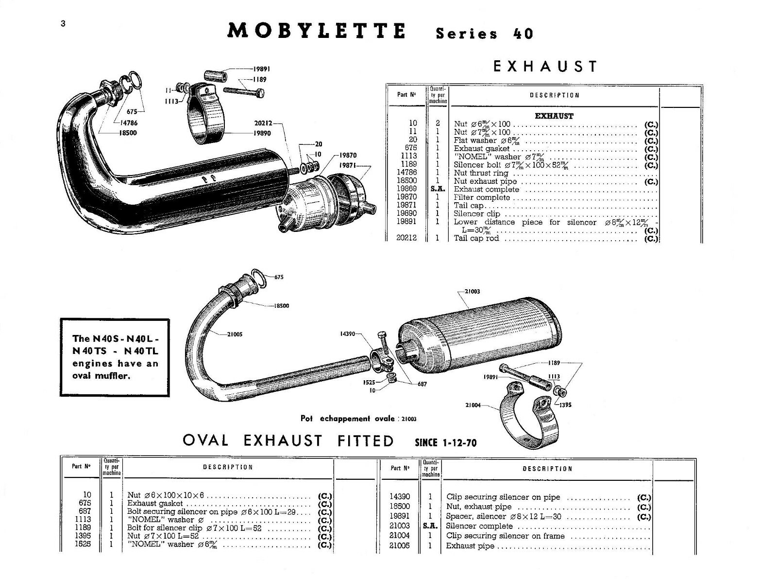 Mobylette/Moped/Series 40/N40/In English/ Parts Book With Full Exploded ...