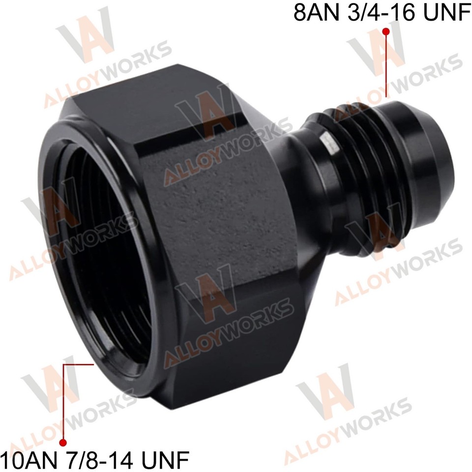Aluminum 10AN Female 7/8-14 UNF To 8AN Male 3/4-16 UNF Flare Reducer ...