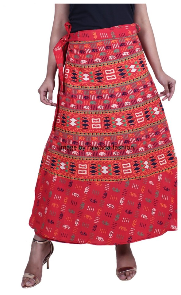 Long Skirt Wrap Around Skirt Women Ethnic Floral Rapron Indian Cotton ...