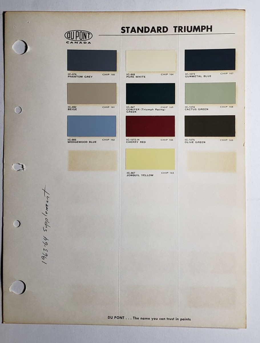 Triumph Tr3 Color Chart