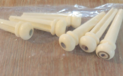 GuitarBoyZ Set of 6 Ivory Hard Plastic Bridge Pins with Abalone Dots | eBay