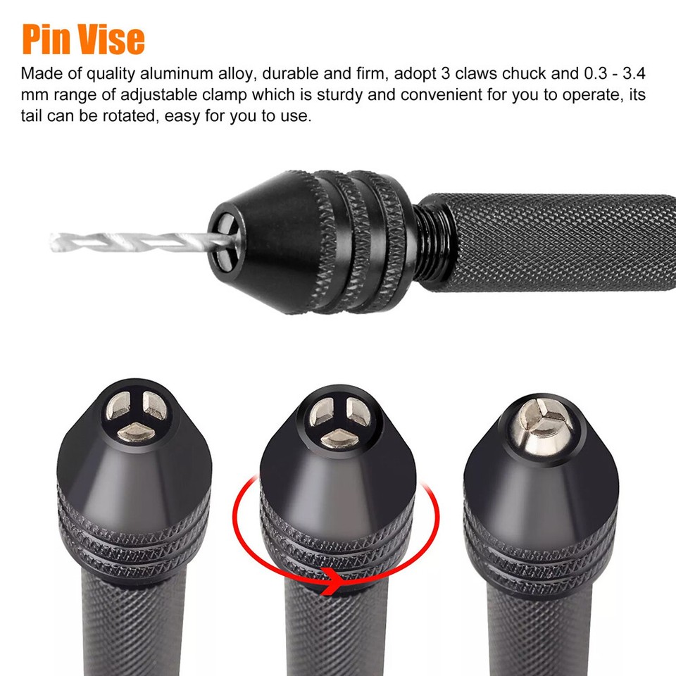 60Pcs Mini Micro Hand Drill Bits Set Small Manual Keyless Chuck Pin ...