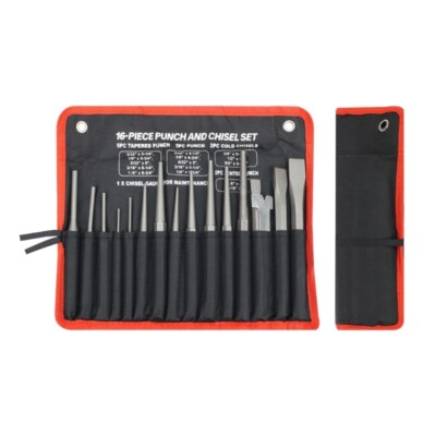 16 Pcs Punch and Chisels Set Chisels Center Taper Punch Cold Chisels ...