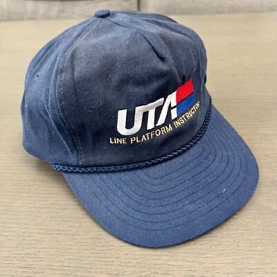 Vintage UTA Line Platform Instructor Strapback Rope Hat Cap 80s Blue | eBay