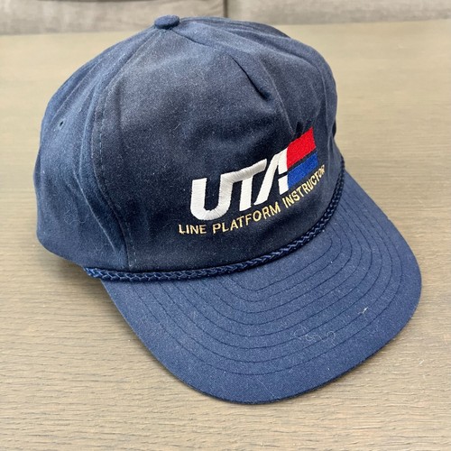 Vintage UTA Line Platform Instructor Strapback Rope Hat Cap 80s Blue | eBay