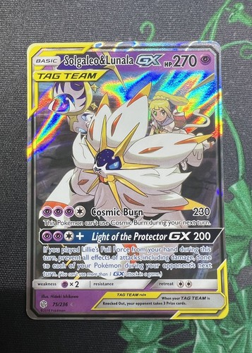 Solgaleo & Lunala GX Tag Team Full Art Holo Card 75/236 Cosmic Eclipse ...