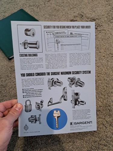Vintage Sargent Maximum Security Lock Sales Brochure | eBay
