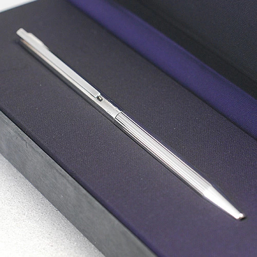 Dupont Classic Ballpoint Pen Line Pattern Silver Plate Twist045170N ...