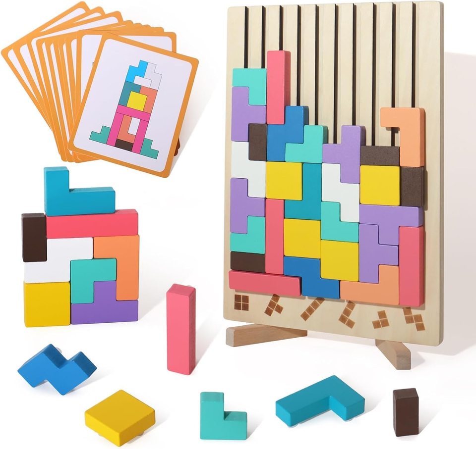 Wooden Colored 3D Russian Block Puzzle Jigsaw Puzzle Toy Montessori ...