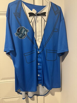 Bridgeport Bluefish Team Tux Blue Baseball Jersey Sz XXL 2XL #32 Player ...