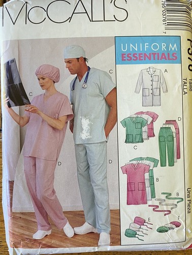 McCall's 9123 Adult S-M-L SCRUBS Uniform Lab Coat Dress sewing pattern ...