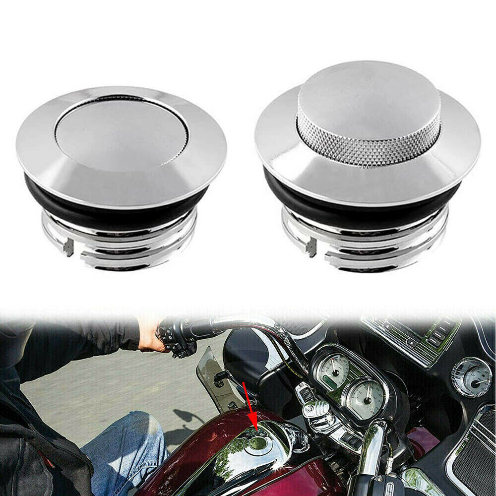 Pop Up Flush Gas Cap Vented Fuel Tank For Harley Softail Dyna Sportster ...