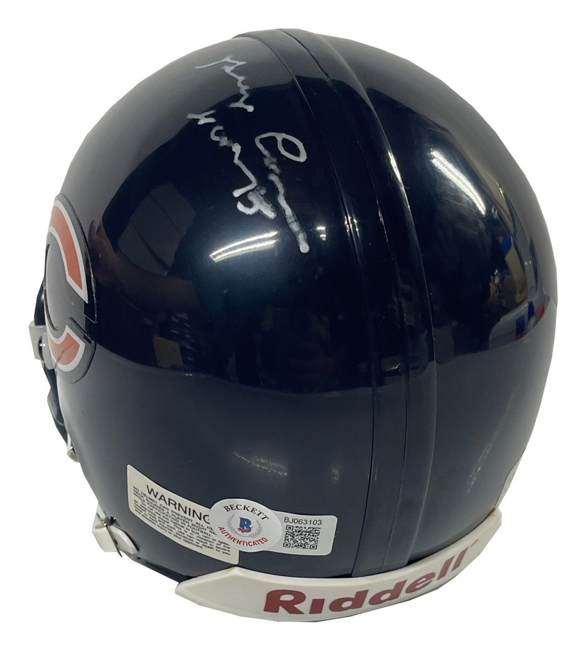 George Connor Signed & Inscribed Chicago Bears Mini Helmet Beckett COA ...