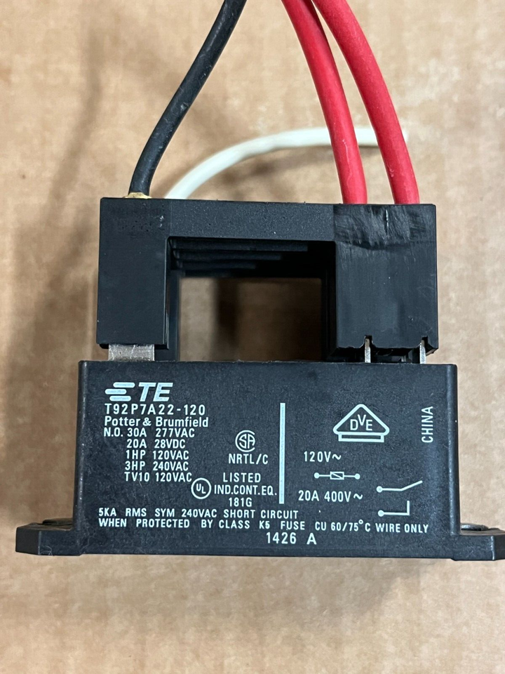 POTTER&BRUMFIELD-TE Power Relay DPST-NO, 120 VAC, 30 A, T92 Series ...