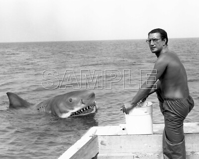 JAWS 8X10 Photo 76 ROY SCHEIDER & "Bruce" the shark behind-the-scenes ...