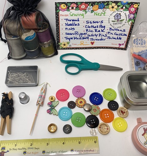 Sewing Basket Notions Keepsake Box Treasure Hope Chest Nest Vintage ...