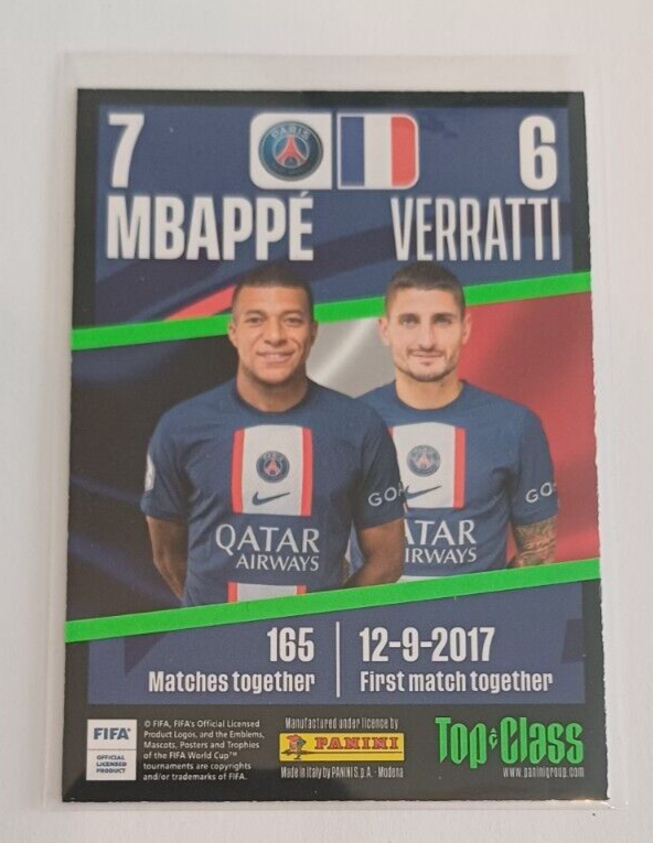 Carte Card SYNERGY Kylian Mbappé Marco VERRATTI Paris PSG PANINI TOP ...
