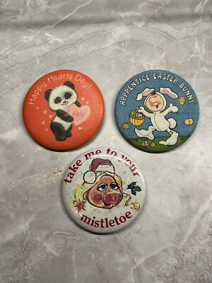 80’s Holiday Buttons Cartoon Buttons Vtg Buttons Valentine, Easter ...