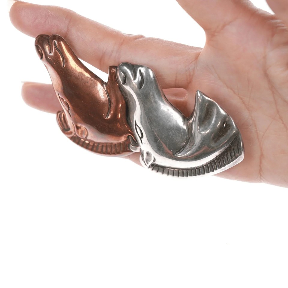 Antonio Pineda (1919-2009) Taxco Mixed metals horse head pin | eBay UK