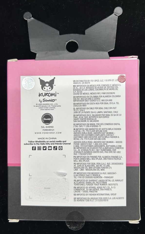 Kuromi Sanrio Necklace And Earrings Set NIB | eBay