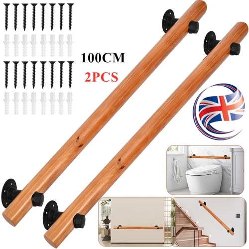 100cm Handrail Stair Rail Grab Balustrade Kit Wooden Staircase Banister | eBay UK
