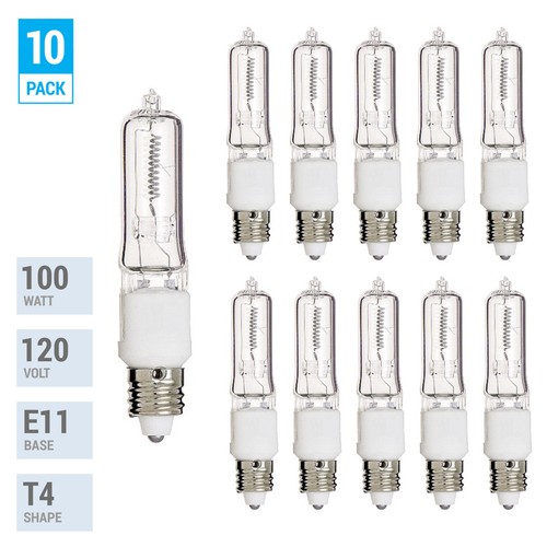 10 Pack Q100CL/MC Clear Bulbs 100 Watt JD Type T4 Dimmable Mini ...