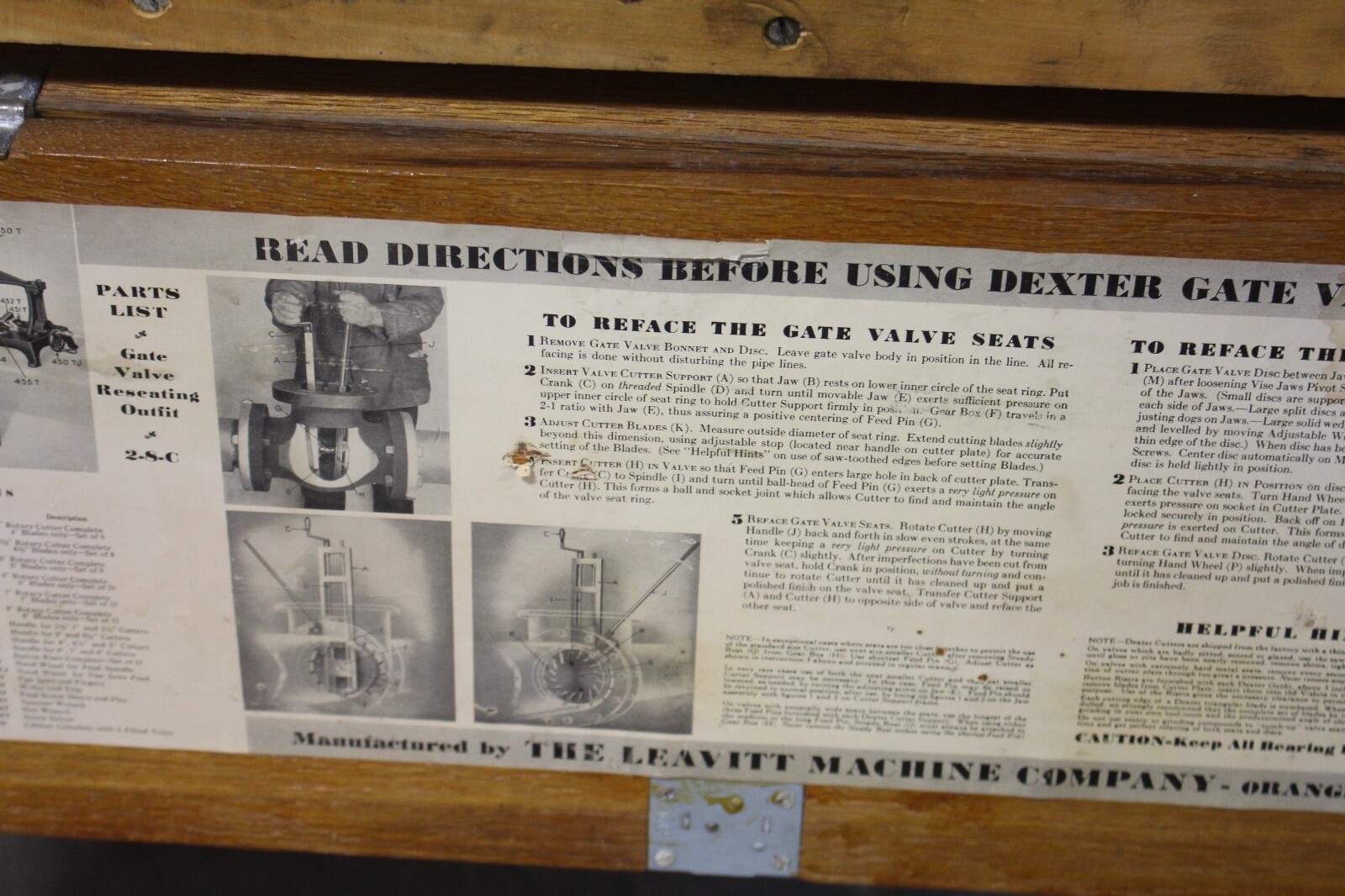 THE LEAVITT MACHINE COMPANY GATE VALVE RESEATING OUTFIT 2-8-C | eBay