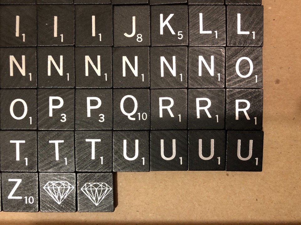 SCRABBLE DIAMOND 60TH ANNIVERSARY BLACK/SILVER *INDIVIDUAL LETTERS* YOU ...