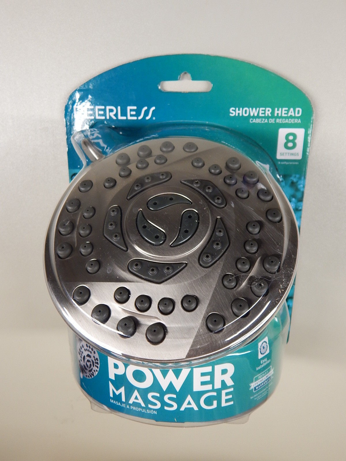 PEERLESS SHOWER HEAD, 8 Settings Power Massage, Brushed Nickel, NIP ...