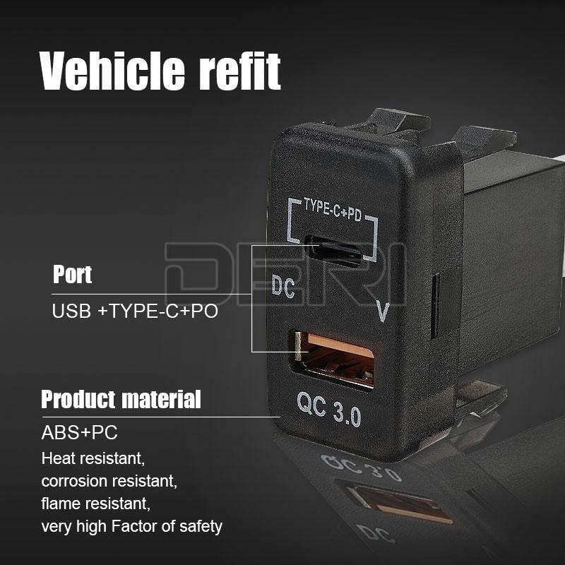 USB Car Charger Socket Type-C QC3.0 Port Voltmeter For Toyota Tacoma FJ ...