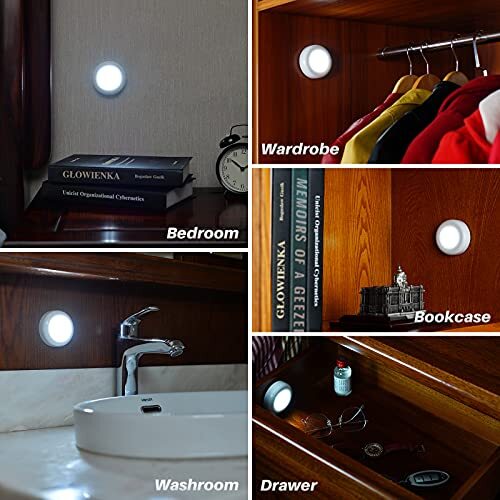 5 Pack LED Touch Night Light Stick On Push Light for Closets Cabinets ...